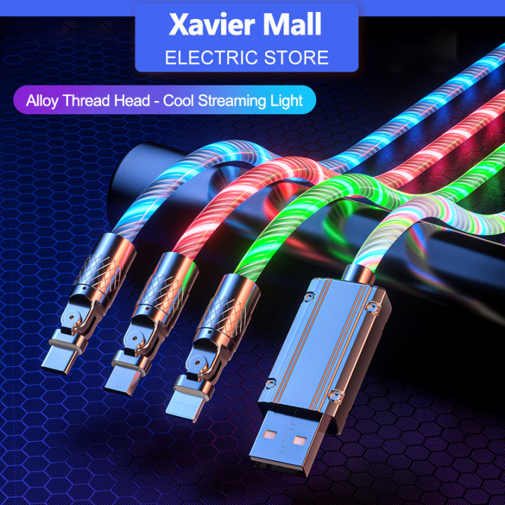 【COD】Xavier LED 180° Rotation Fast Charging Cable Mobile Phone Charging ...