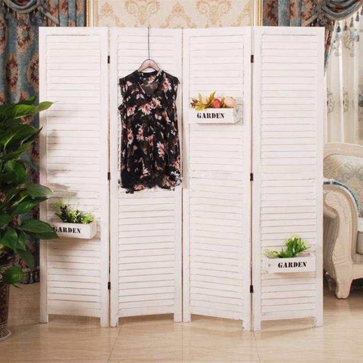 French Country Style Solid Wood Folding Screen Partition Living Room ...