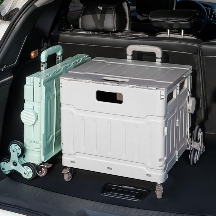 【COD＆PH】75L folding shopping cart Strong 100Kg Trolley Storage Movable ...