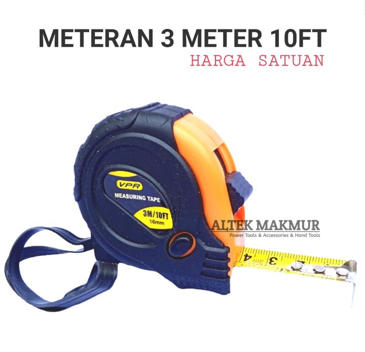 Meteran Tukang 3 Meter Measuring Tape 3M Meteran Lapis Karet 3 Meter Rol 3Meter Pita Pengukur 3 ...