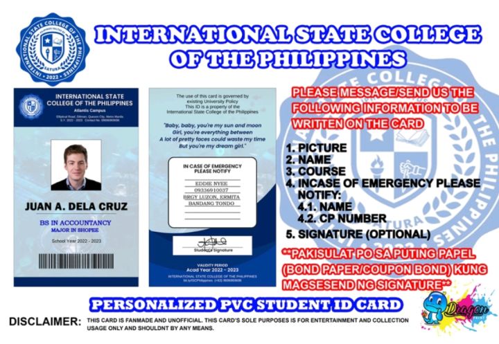 ISCP Student ID PVC Card (Personalized) Non-fading, Waterproof | Lazada PH