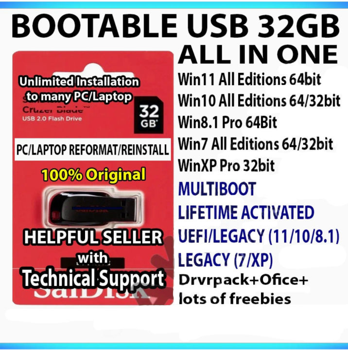 USB BOOTABLE ALL IN ONE WITH APPS 32GB | Lazada PH