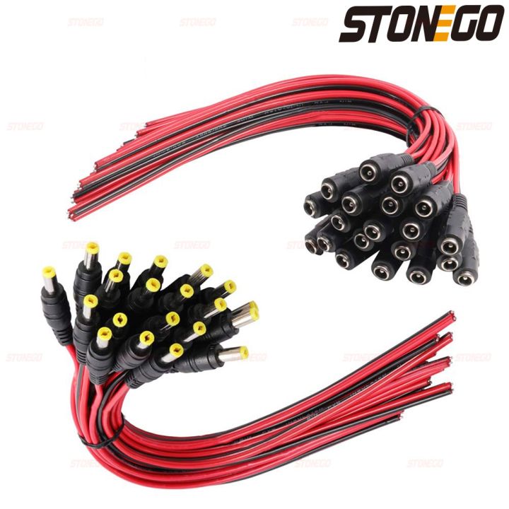 STONEGO 10/20/50PCS 12V Dc Connectors Male Female Jack Cable Wire Line ...