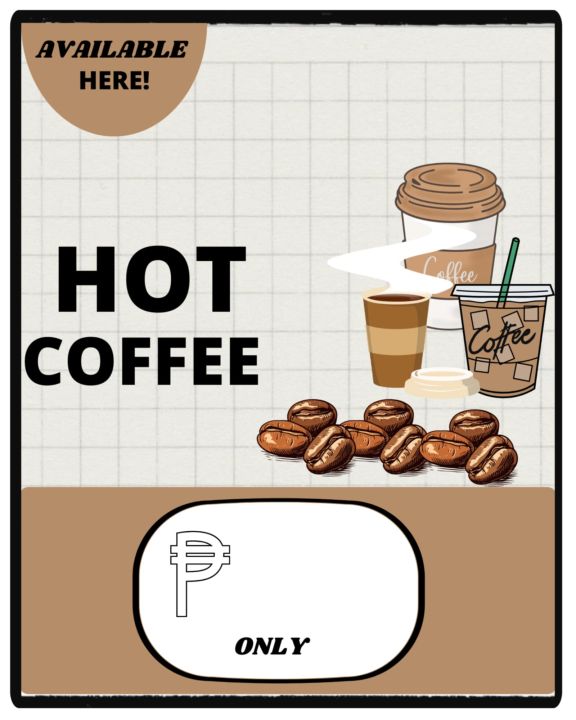 Hot Coffee Available Here Signage A4 Size Laminated | Lazada PH
