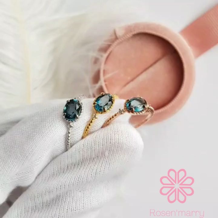 Rosen'marry/ แหวนพลอยลอนดอนโทปาสแท้ ตัวเรือนเงินแท้ชุบทอง จัดส่งฟรี ...