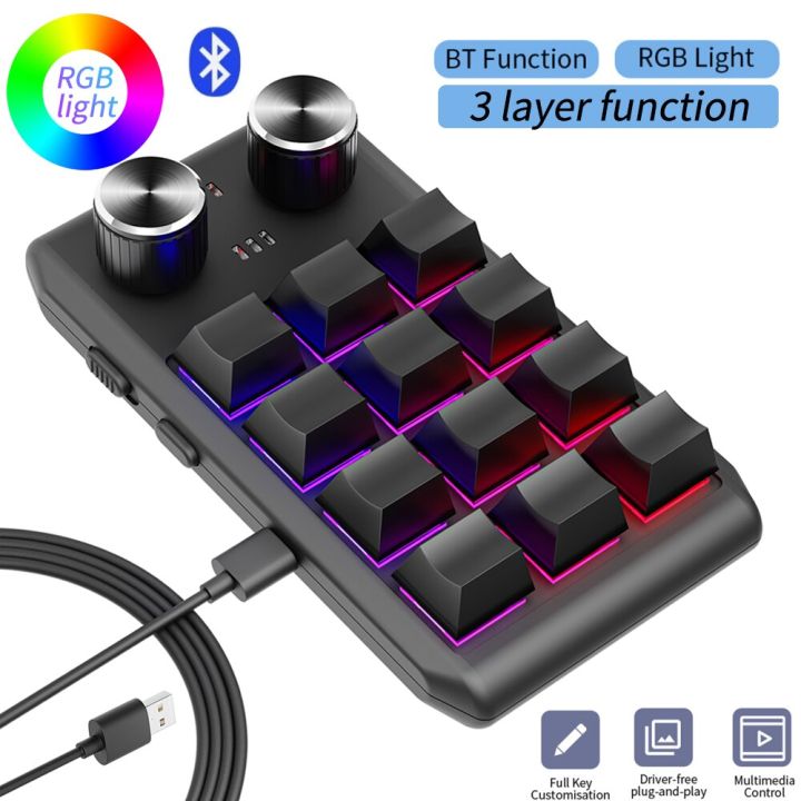 Programming Macro Custom 2 Knob Bluetooth Keyboard RGB 12 Key Copy ...