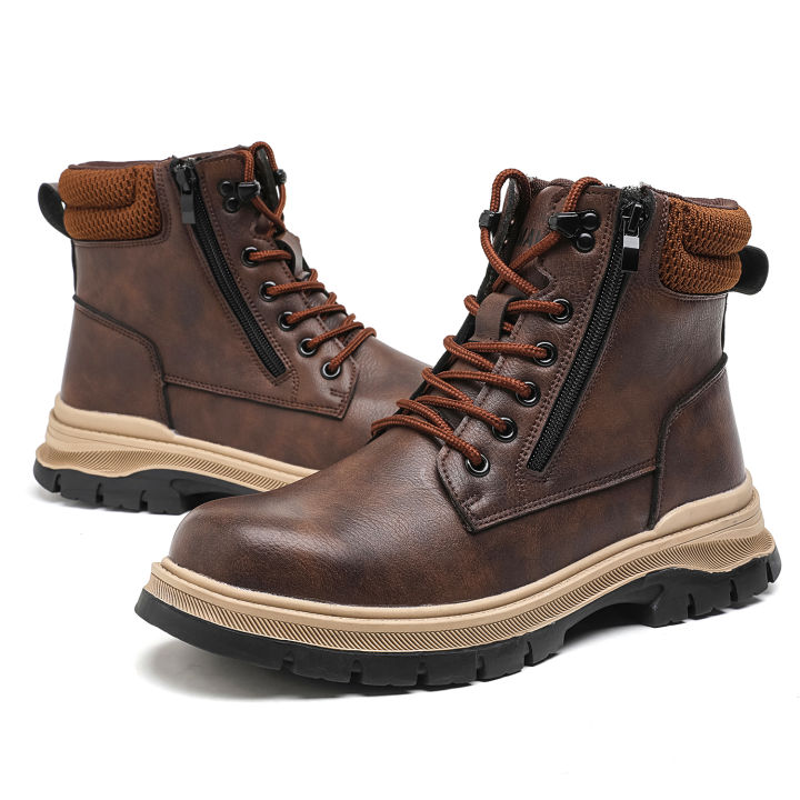Steel Toe Safety Shoes Men Work Steel Toe Shoes Puncture Proof High Top ...