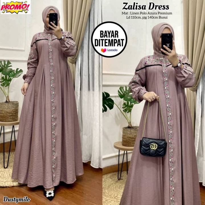 Baju Muslim Gamis Syari Polos Model Terbaru Busui Friendly Gaun ...