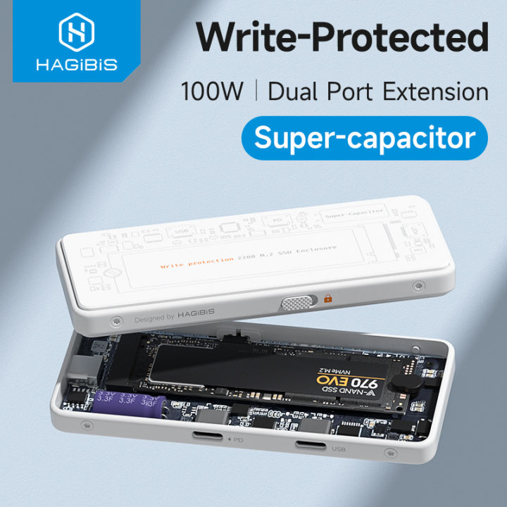 Hagibis M.2 SSD NVMe ตู้เขียนปกป้อง USB C 3.2 Gen2 10Gbps เป็น M.2ฮาร์ด ...