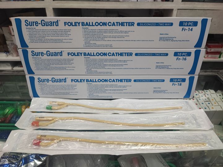 Foley Balloon Catheter FR14, FR16, FR18 2 Way Siliconized (Green ...