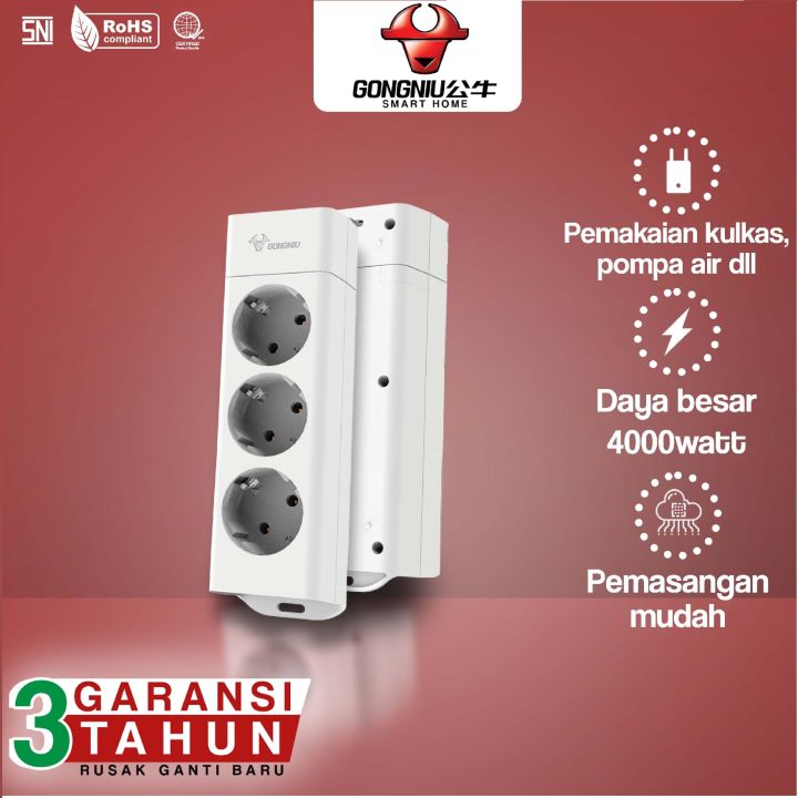 GONGNIU - Colokan Listrik 4000Watt 3 Lubang TANPA KABEL Stop kontak Tahan panas hingga 750 ...