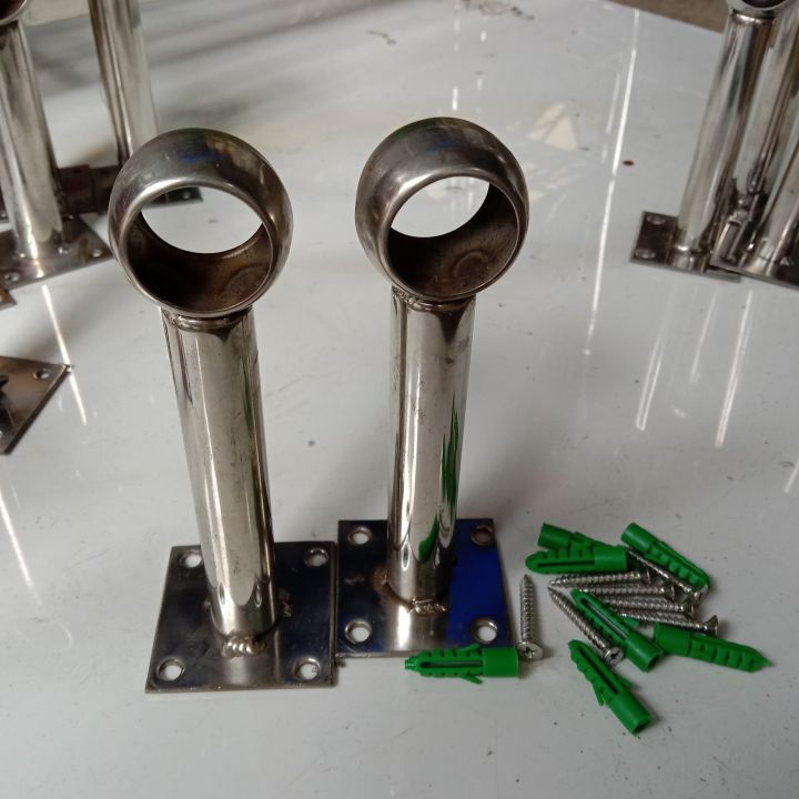 Combo 2 bass inox bắt tường dài 14cm , xỏ ống inox tròn o22mm/o25mm ...