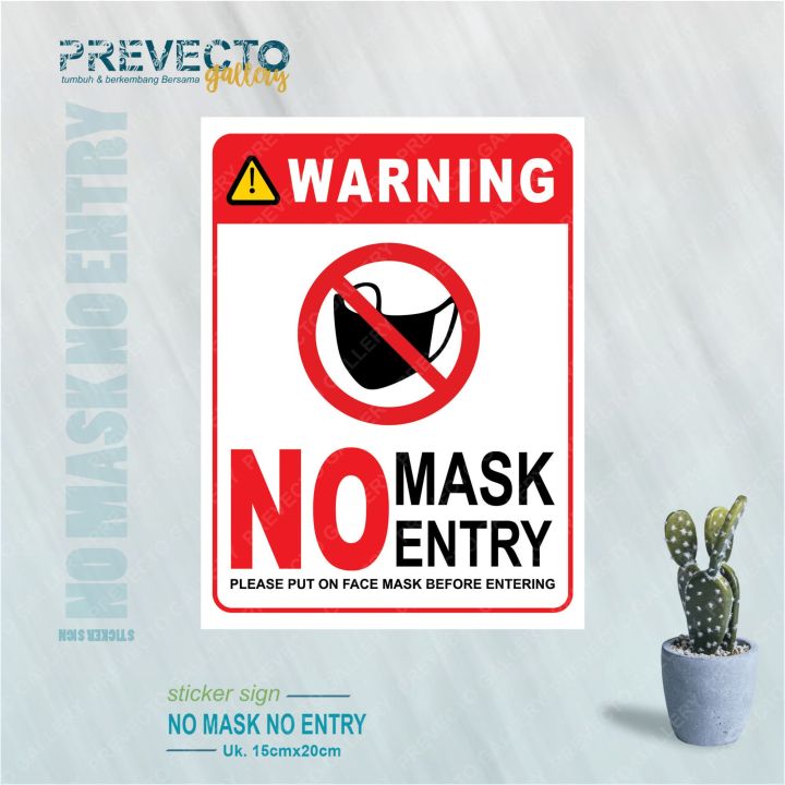 Sticker Sign No Mask No Entry /Dilarang Masuk Bagi Yang Tidak Memakai ...