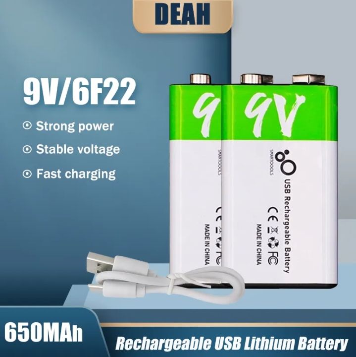 [COD/Original]1PC 650mAh 1200 times Li-ion 9V Rechargeable Batteries 9 ...