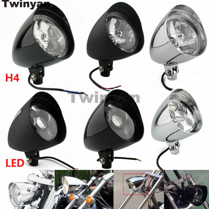 5.75" Big LED H4 Headlight Motorcycle Bullet Tri Bar Headlamp Lamp For ...