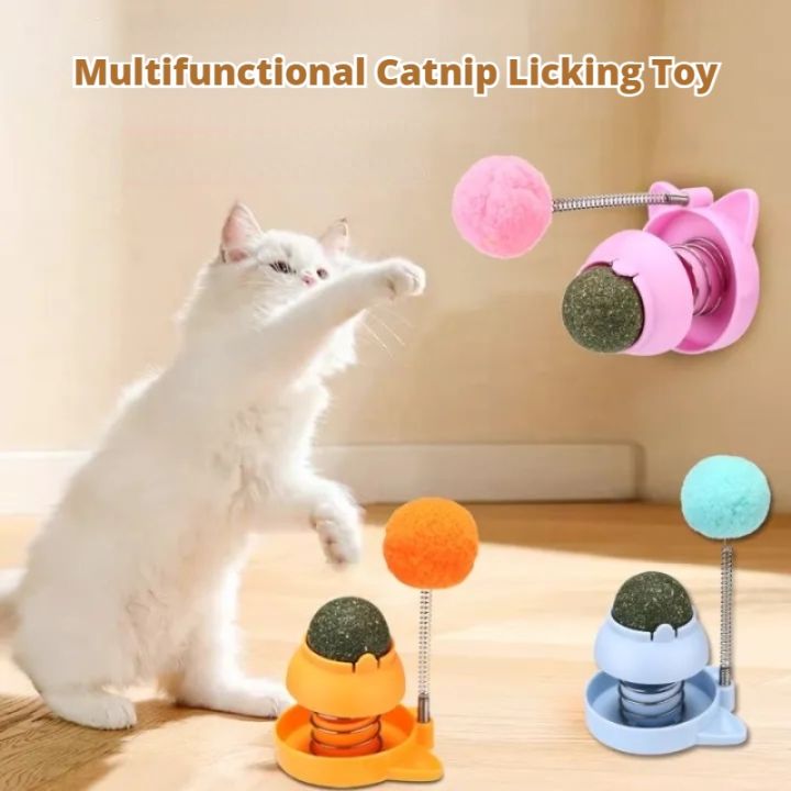 Catnip Stickers Rotatable Cat Licking Ball Edible And Healthy With Spring Ball Catnip Bubbles ...