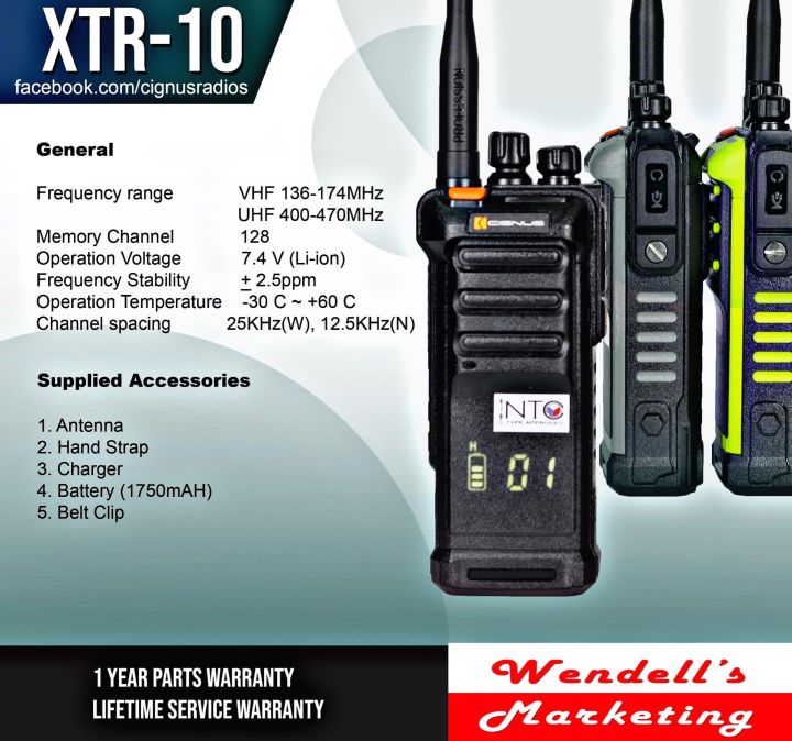 CIGNUS XTR10 10watts SINGLE Band Waterproof Hidden Display Two way ...