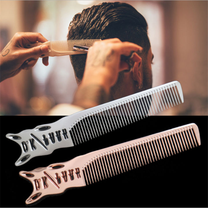 Hairdressing Metal Comb Anti-static Barber Styling Aluminum Men Beard ...