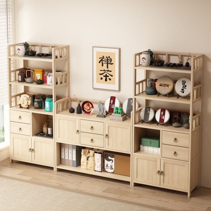 New Chinese Style Solid Wood Tea Cabinet Display Shelf Office Tea Room ...