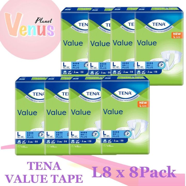 TENA VALUE TAPE ADULT DIAPERS (M10 L8 XL8) X 8PACKS | Lazada