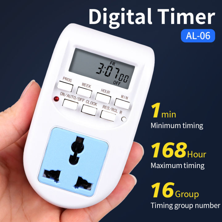 Digital Timer Switch Programmable Electronic Timing Socket Outlet With Day Hour Weekly Time ...
