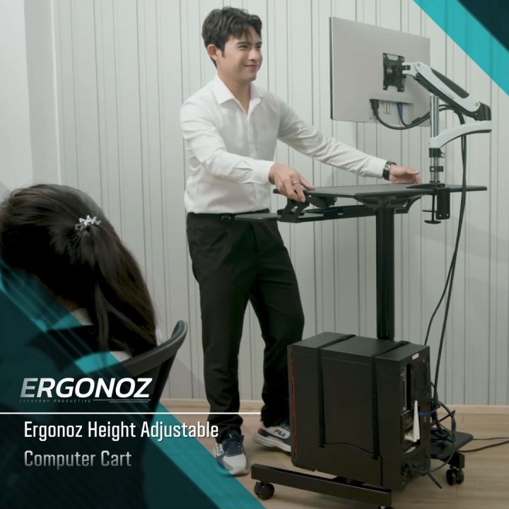 Ergonoz Computer Cart โต๊ะคอมพิวเตอร์ โต๊ะปรับระดับ โต๊ะ เคลื่อนย้ายได้ โต๊ะปรับความสูงได้ (EGN ...