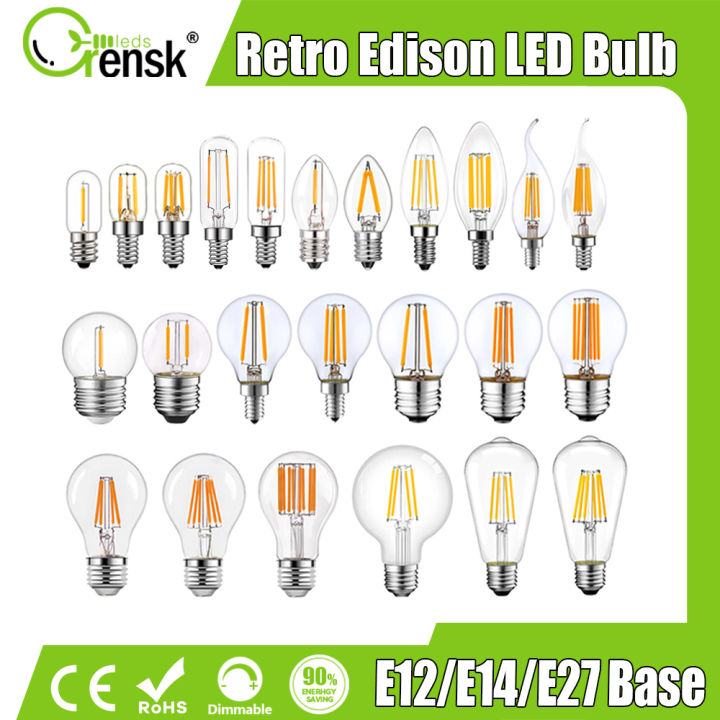 Vitange E12 E14 E27 LED Edison Bulbs 1W 2W 4W 6W 8W LED Filament Bulb C7 C35 T16 T20 T25 T28 G40 ...