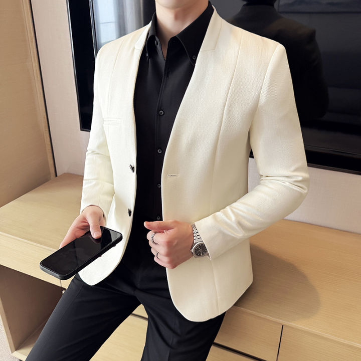 Áo Blazer Nam Kiểu Trung Quốc Không Cổ, Thời Trang, Màu Trơn, Kiểu Dáng ...