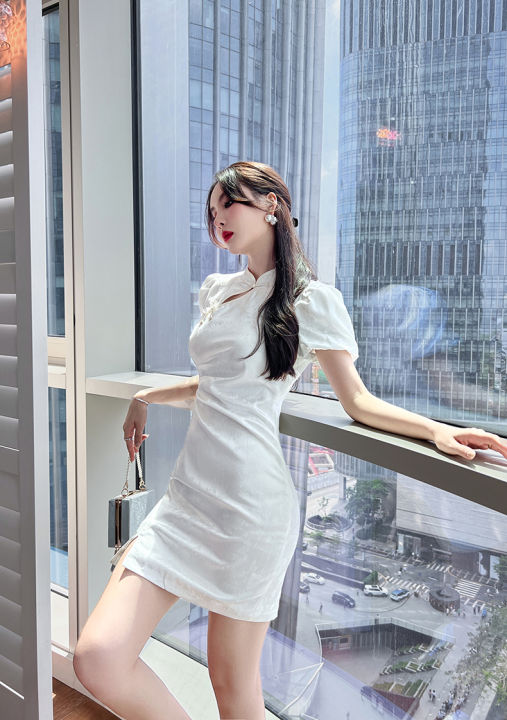 ZY·HT 2024 Summer New HanFu Cheongsam Dress Women'S Body Puff Sleeves ...