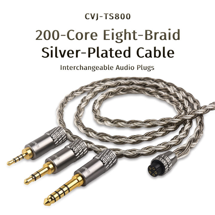 CVJ TS800 Earphone Cable 200 Core Eight Braid Silver-Plated Upgrade ...