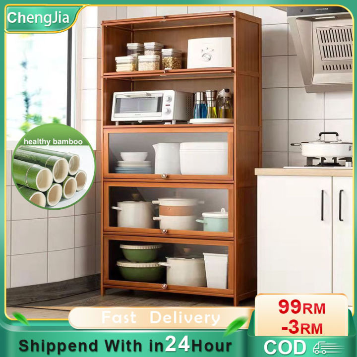 Multi-Layer Storage Rack Bamboo Multi-layer Storage Shelves Shelf Bowl ...