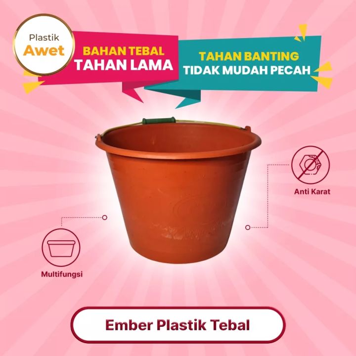Ember plastik besar uk 20 / ember cor orange / ember multifungsi ...