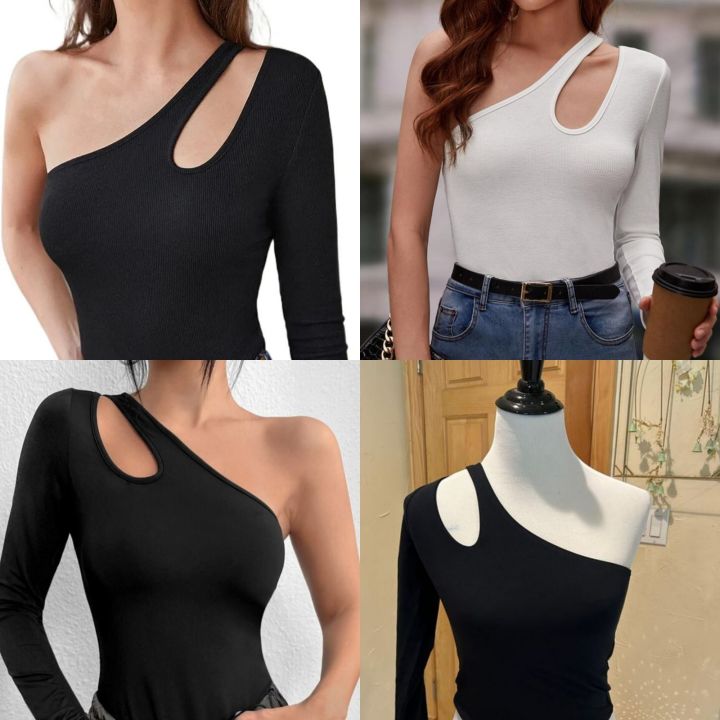 Moana One Side Hole Long Sleeve Top Plain | Lazada PH