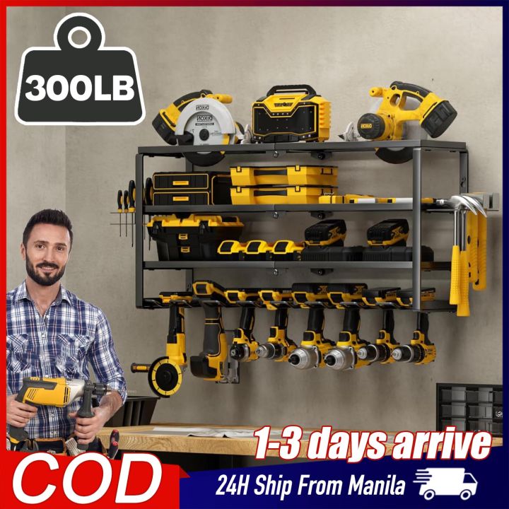 3 Layer Power Tool Storage Shelving Heavy Duty Wall-mounted Hand Power ...