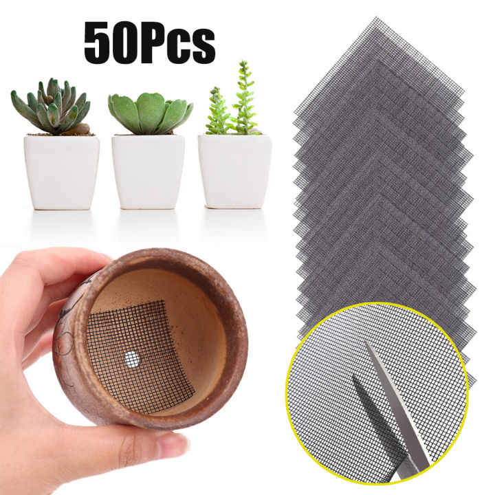 50Pcs Plant Flower Pot Bottom Grid Mesh Mat Plant Bonsai Drainage ...