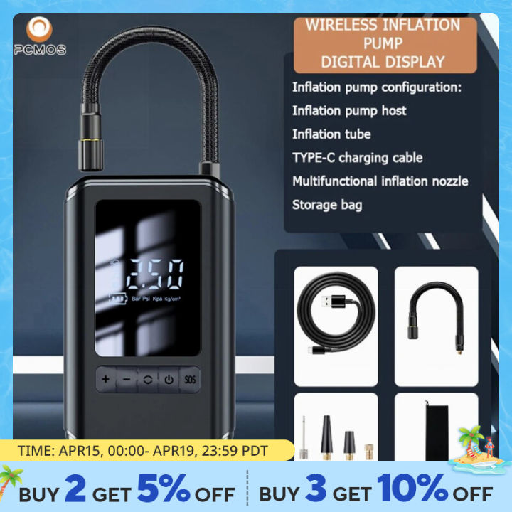 ปั๊มสูบลมยาง pcmos 1ชุด, ปั๊มเติมลมยางแบบมือถือไร้สายอเนกประสงค์พกพาได้ | Lazada.co.th