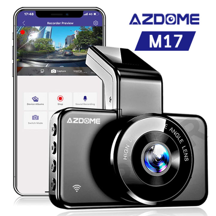 AZDOME M17 กล้องติดหน้ารถยนต์ หน้า หลัง เชื่อมต่อ WIFI, Full Hd 1080P ...