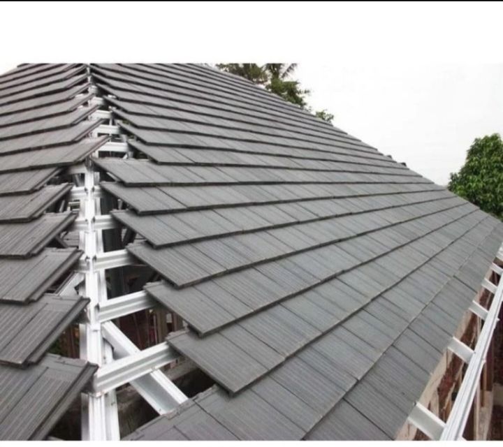 genteng flat beton minimalis/ atap rumah anti tampias/ warna abu ...