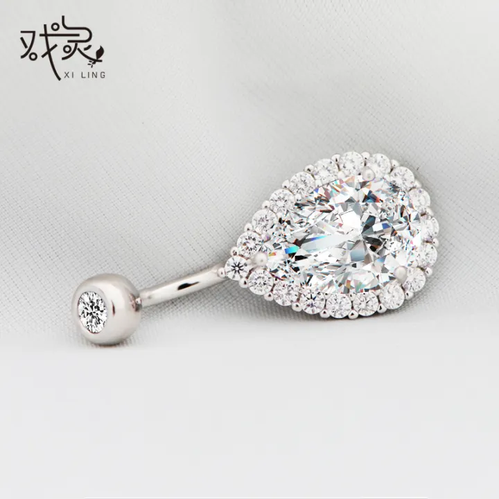Original Design S925 Sterling Silver Waterdrop Belly Button Ring ...