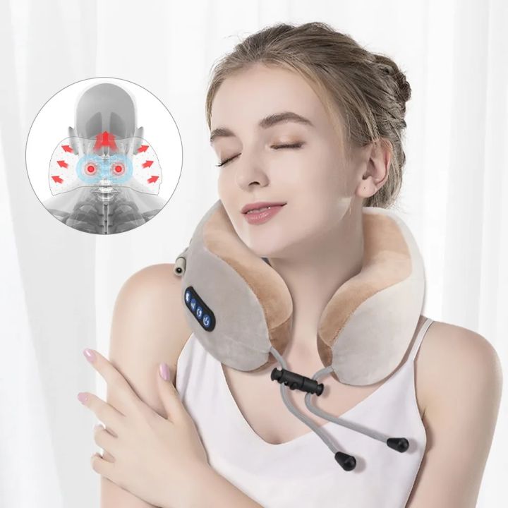 Usb Chargeable Portable U Shaped Memory Foam Massager Pillow Kneading Neck Support Massager