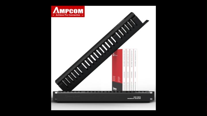 AMPCOM Cable Manager, 1U Cable Management Horizontal Mount 19 Inch ...