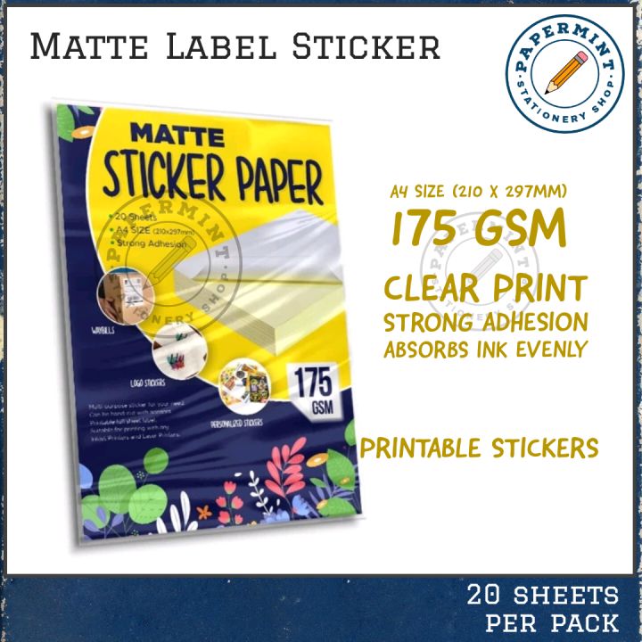 Matte Label Sticker A4 (175 gsm) 20 sheets | Lazada PH