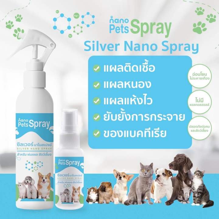ซิลเวอร์นาโนสเปรย์ สำหรับ พ่นแผล เชื้อรา สัตว์เลี้ยง กระตุ้นการหายของ ...