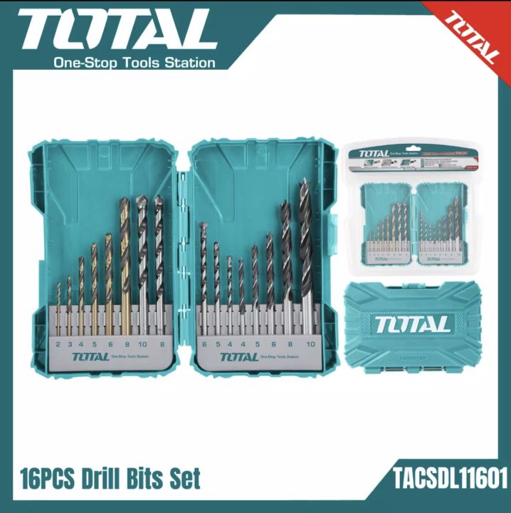TOTAL TOOLS TACSDL11601 16pcs drill bits concrete wood metal | Lazada PH