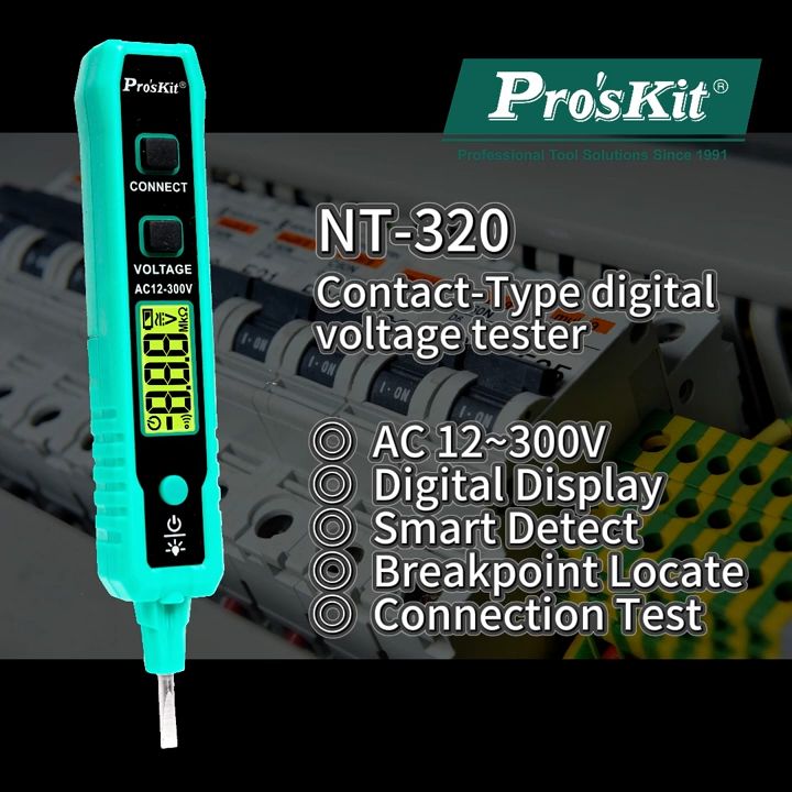 Pro'sKit NT-320 เครื่องทดสอบแรงดันไฟฟ้าแบบดิจิตอลชนิดหน้าสัมผัส | Lazada.co.th
