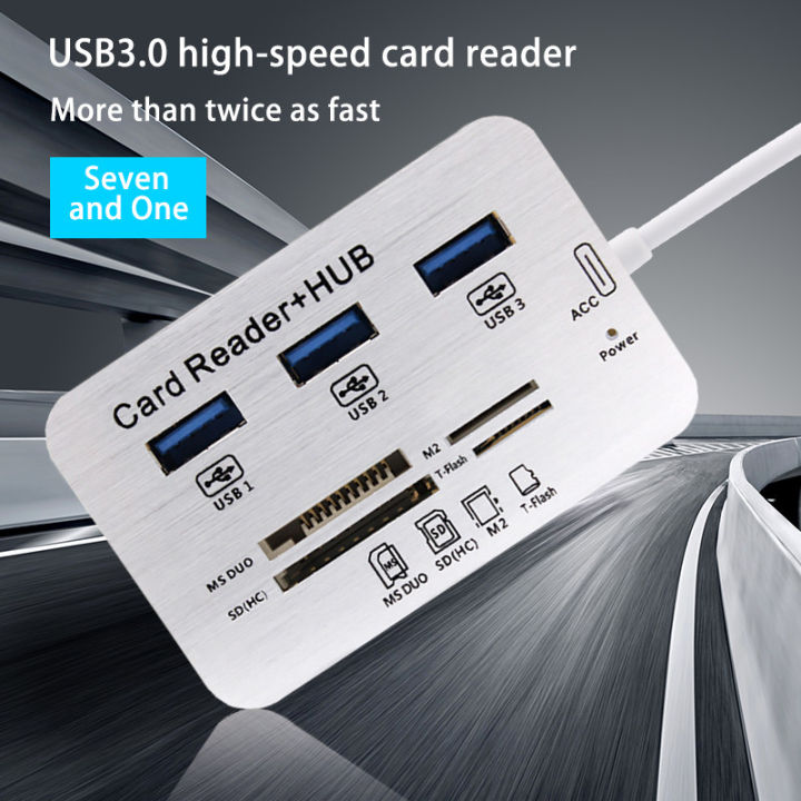 3.0/2.0 Card Reader with USB Hub Splitter 7 IN 1 High Speed For MS/SD ...
