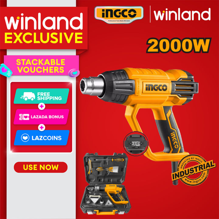 Ingco by Winland Heat Gun Digital Temperature Control 2000W with 8pcs ...