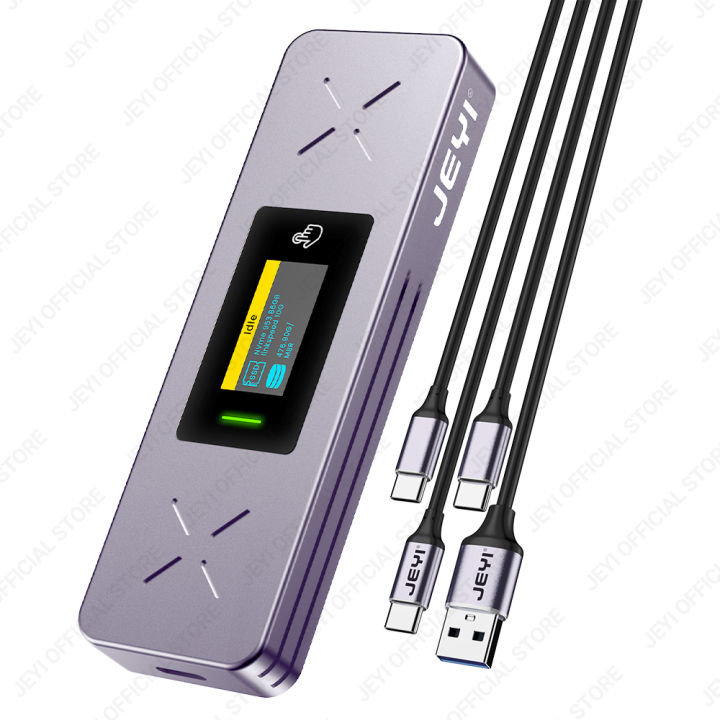 JEYI Visual Smart M.2 NVMe / SATA SSD Enclosure, USB 3.2 Gen 2 10Gbps ...