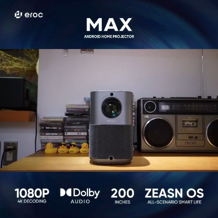 EROC Max Projector Dolby Audio With LCD Full HD 1080P WiFi Android ...
