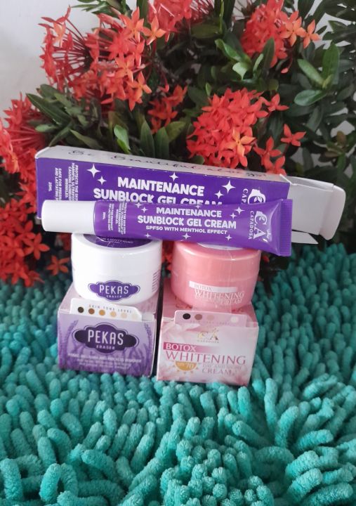 Trio Pekas Eraser + Botox whitening +Maintenance Sunblock set. | Lazada PH